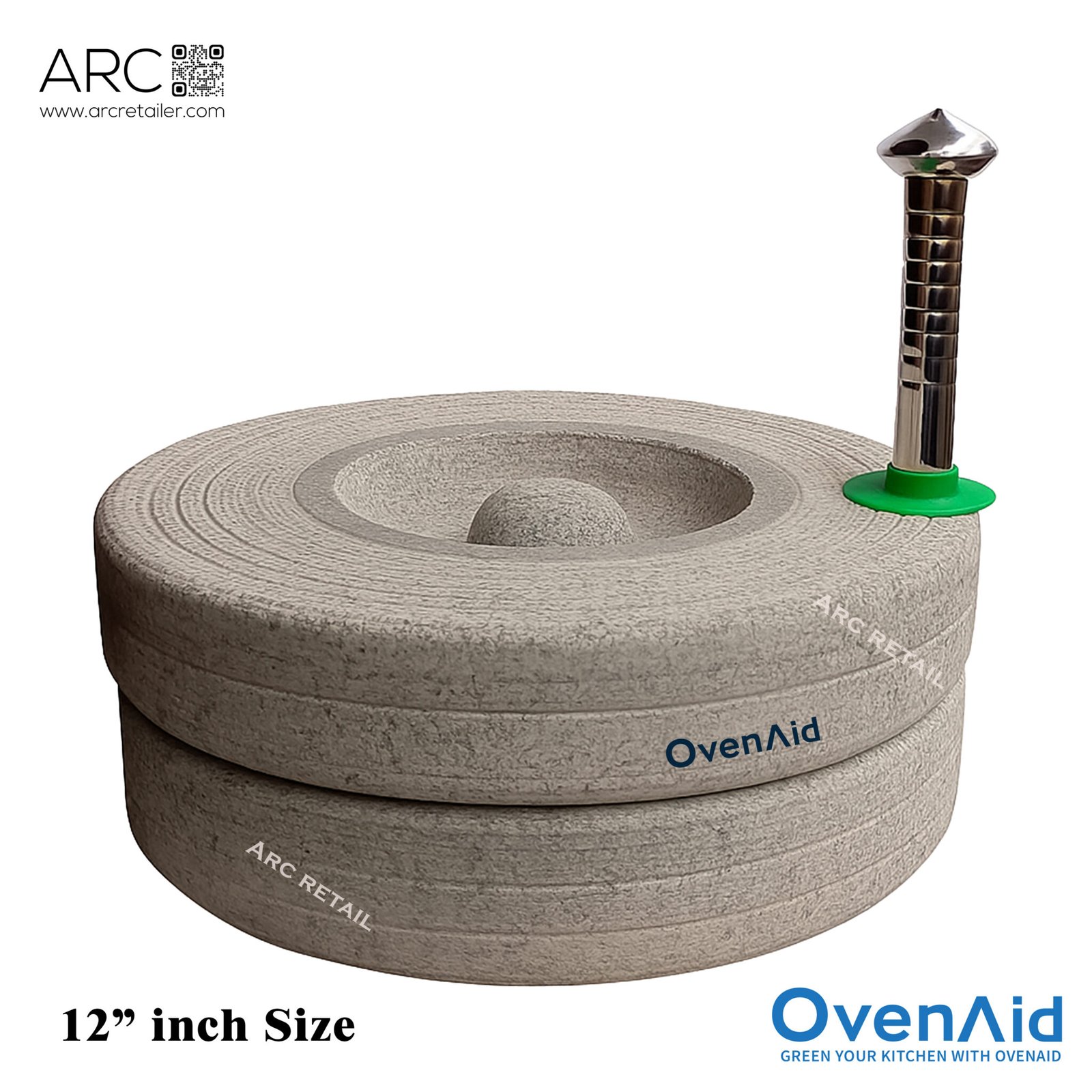 Arc Retail- Natural Stone Ammikallu, Sil batta, Size-14" in